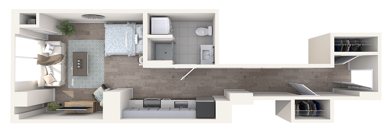 Model: #513-B1-S22 Bed: Bath: 1 Size: 487 sq Ft. View Virtual Tour View ...