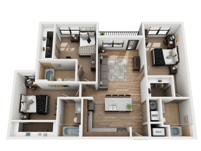 Model: С3 Bed: 3 Bath: 3 Size: 1161 sq Ft. View Similar