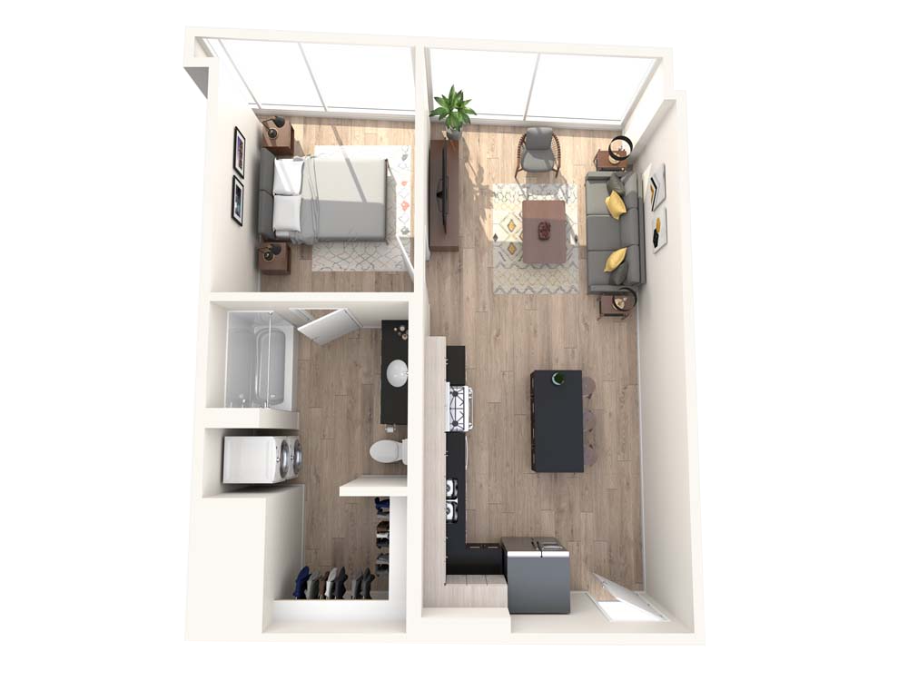 660 sq Ft. 1 BD / 1 BA